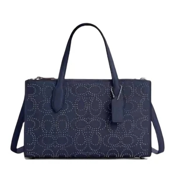 Coach | Bags | Coach Navy Blue Nina Small Tote Bag With Signature ...